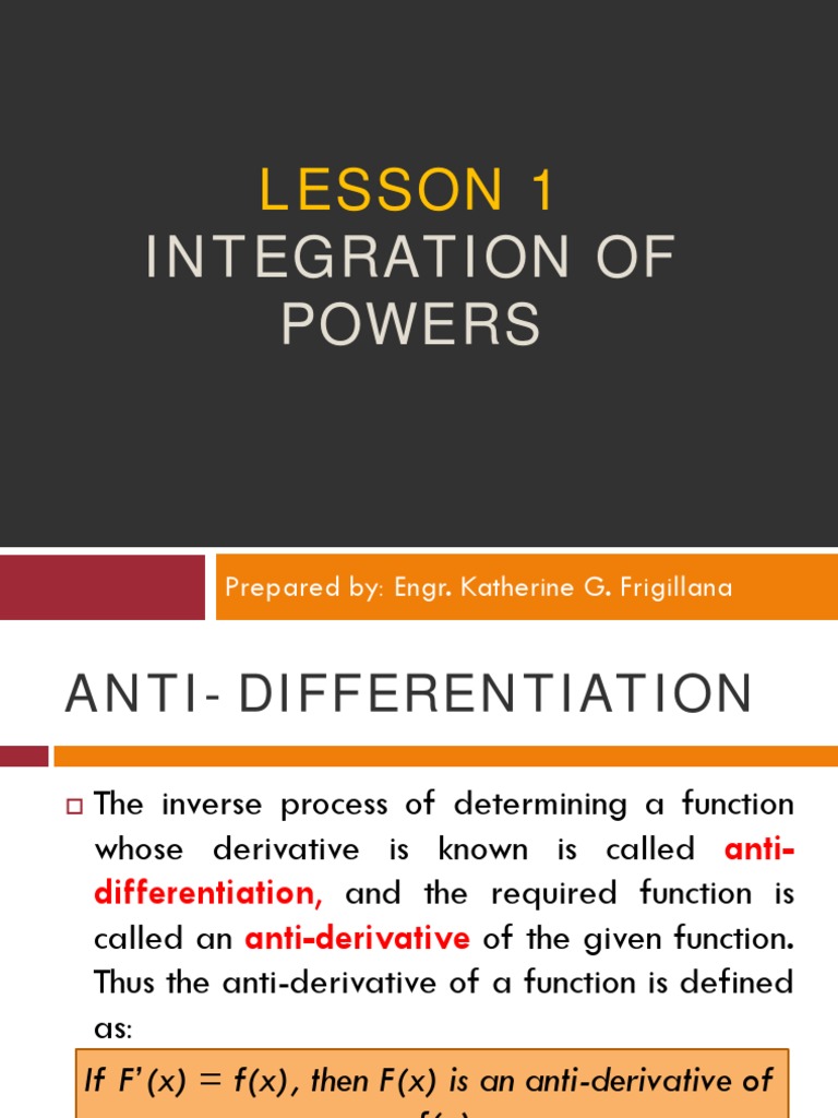 Lesson 1.integration of Powers | PDF