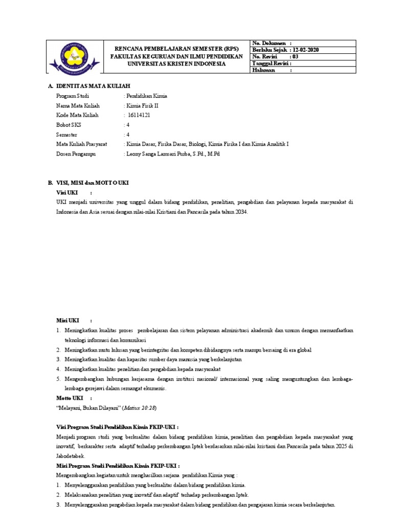 RPS Kimia Fisik II | PDF