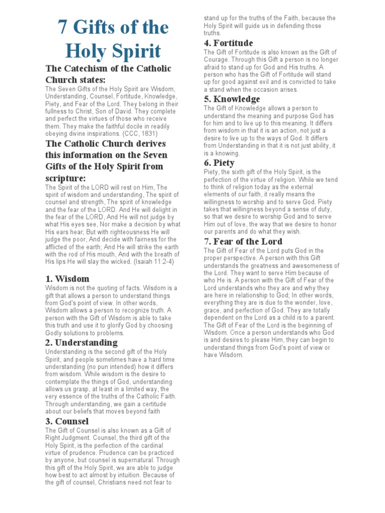 7 Gifts of The Holy Spirit: 4. Fortitude | PDF | Courage | Christian ...
