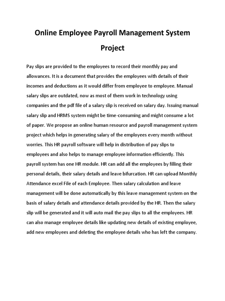 Online Employee Payroll Management System Project | Download Free PDF ...