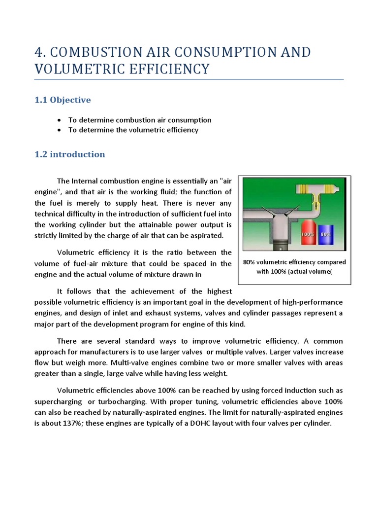 Combustion Air Consumption and Volumetric Efficiency: 1.1 Objective ...