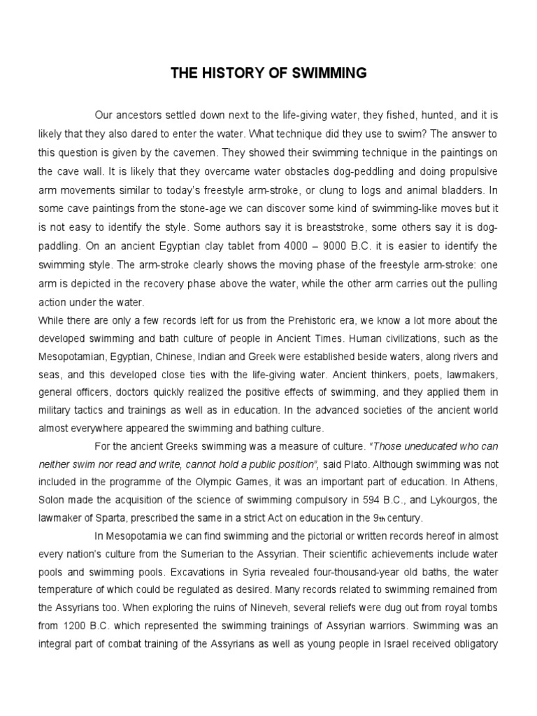 History of Swimming | PDF | Swimming | Swimming (Sport)