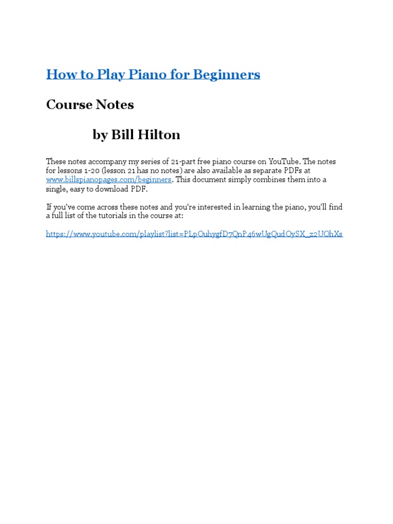 How To Play Piano For Beginners - Full Course Notes (US Letter Version ...