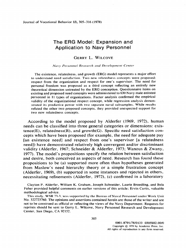 The ERG Model: Expansion and Application To Navy Personnel | Download ...
