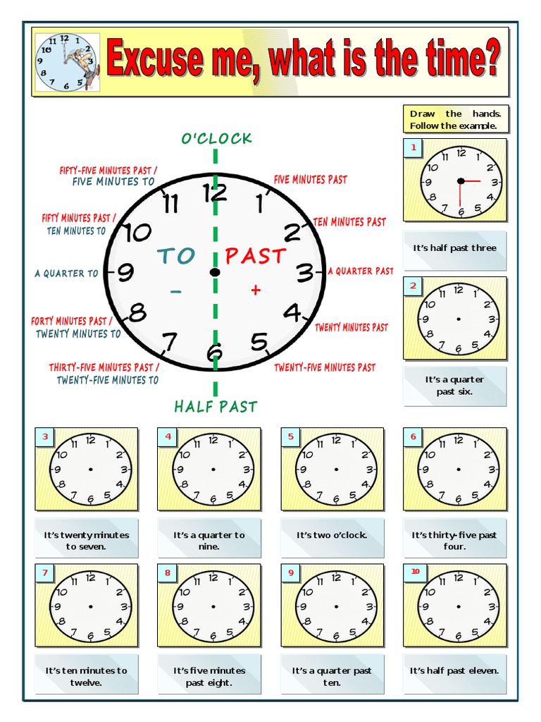 Excuse Me What Is The Time Part 1 Grammar Drills Picture Description ...