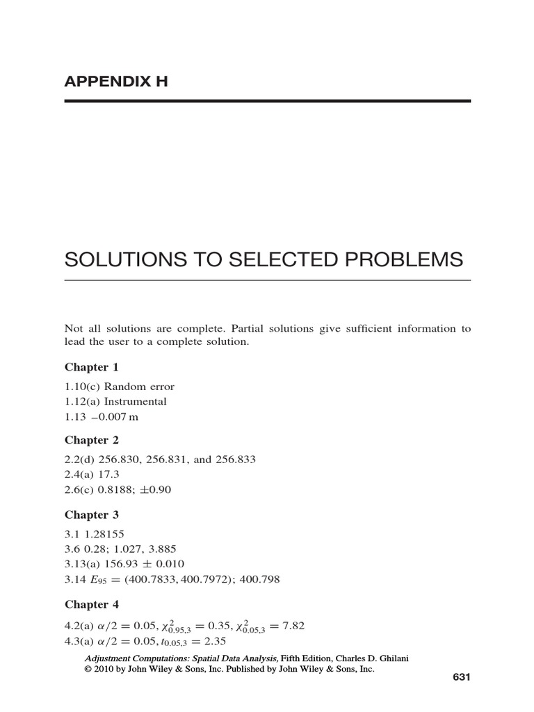 Solutions To Selected Problems: Appendix H | PDF | Statistical Theory | Statistics