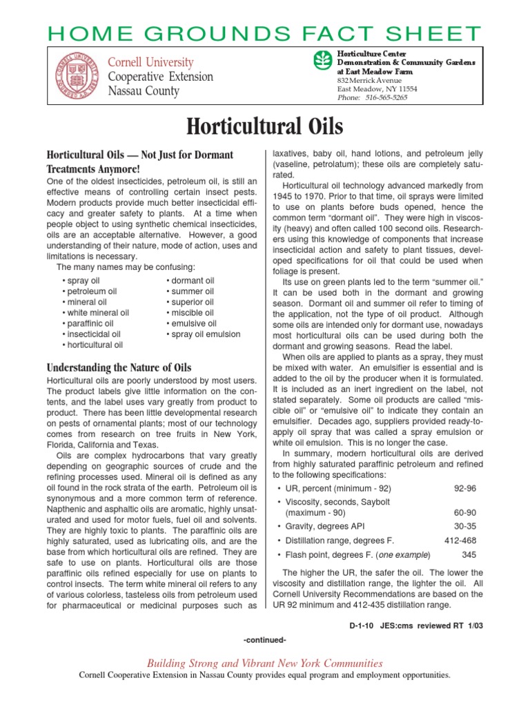 Horticultural Oils: Uses and Benefits | PDF | Petroleum | Oil