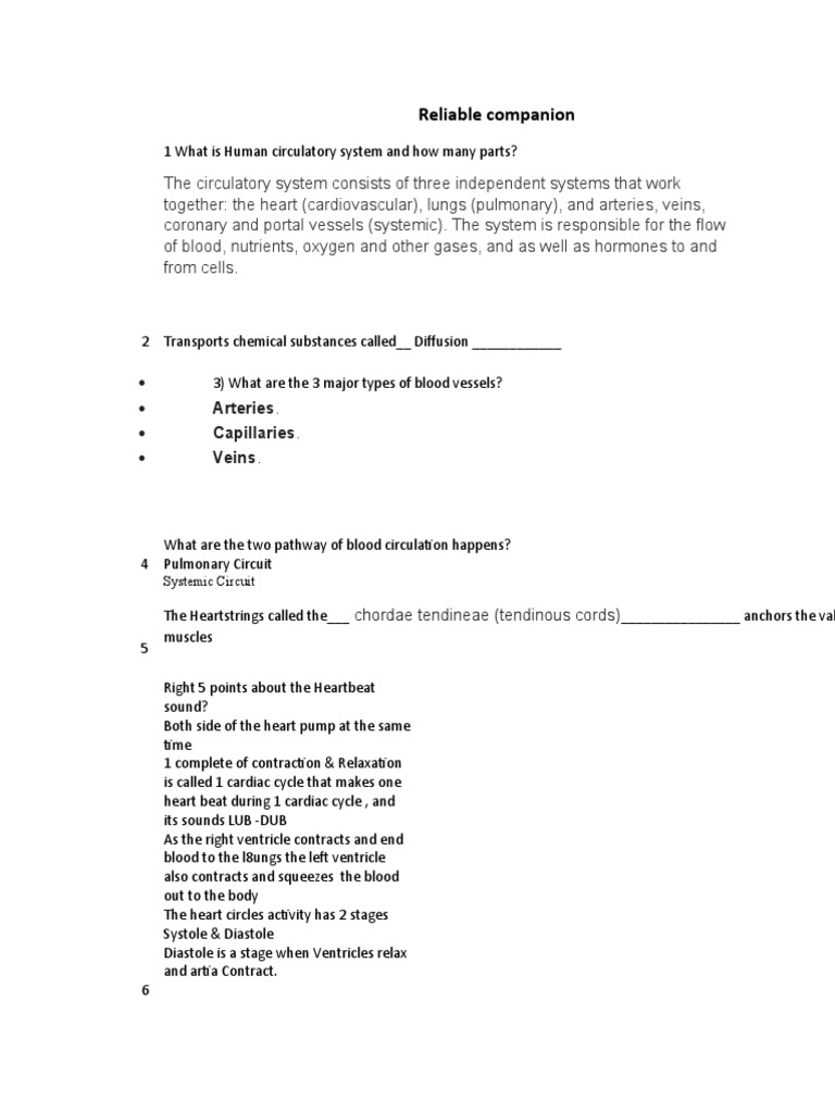 Reliable Companion Test | Download Free PDF | Heart | Circulatory System