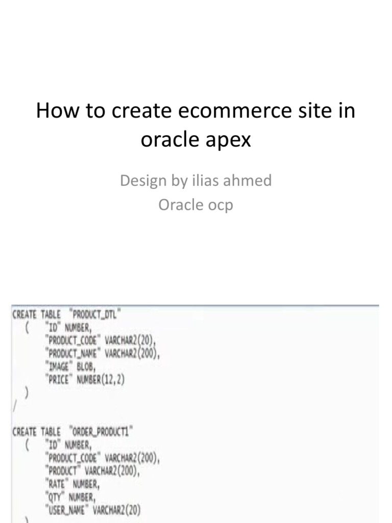 How To Create E Commerce Site in Oracle Apex | PDF | Computers