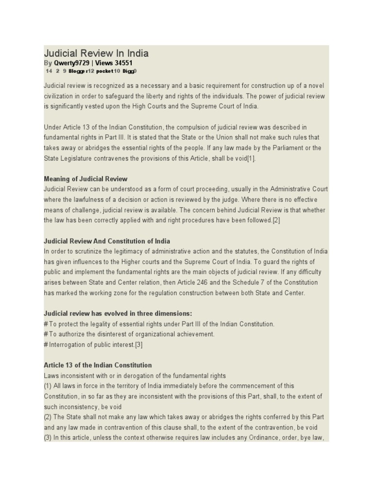 Judicial Review in India | PDF | Judicial Review | Judiciaries