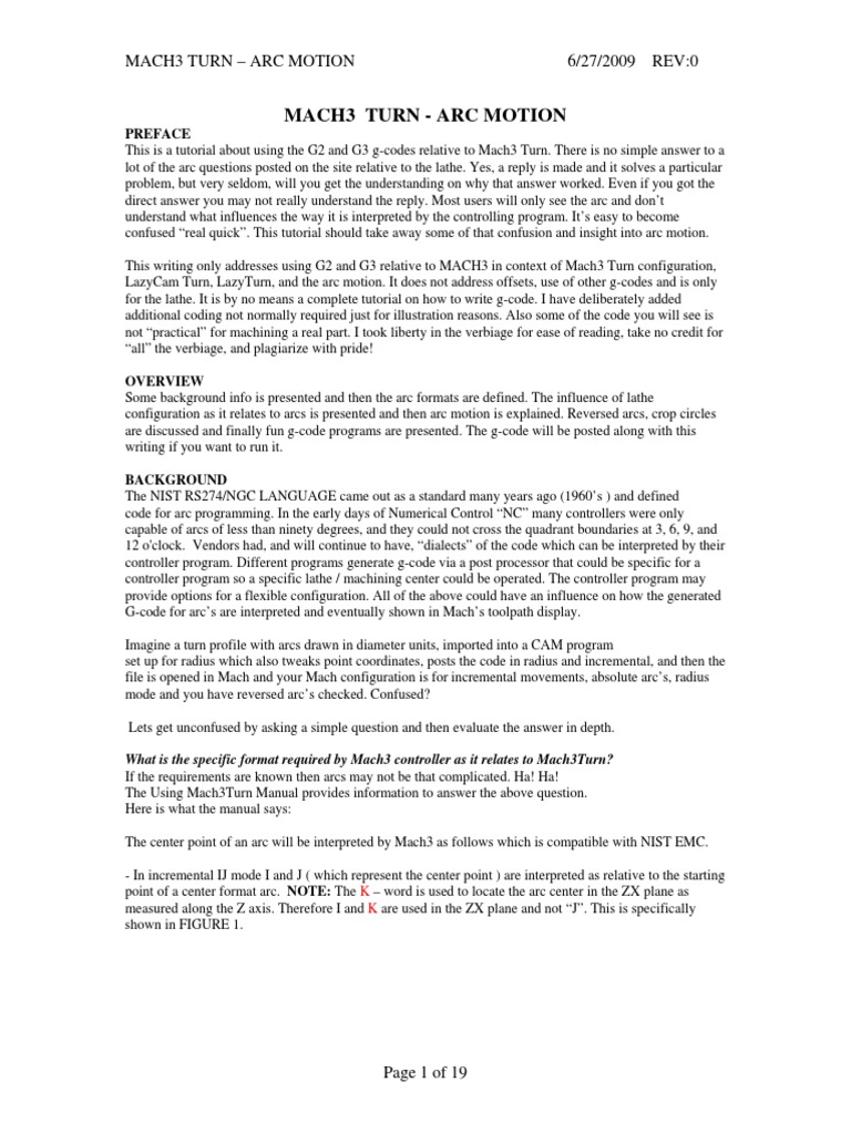 Mach3 Turn Arc Motion - Hcir | PDF | Cartesian Coordinate System ...