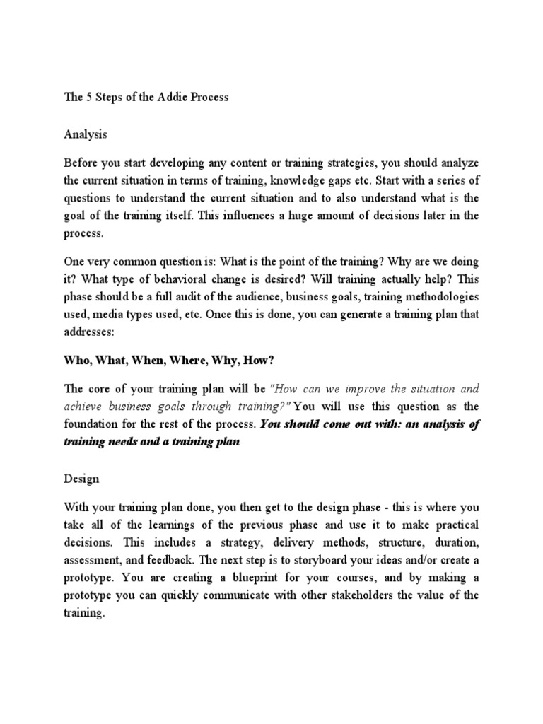 5 Steps of Addie Process PDF | PDF | Instructional Design | Pedagogy