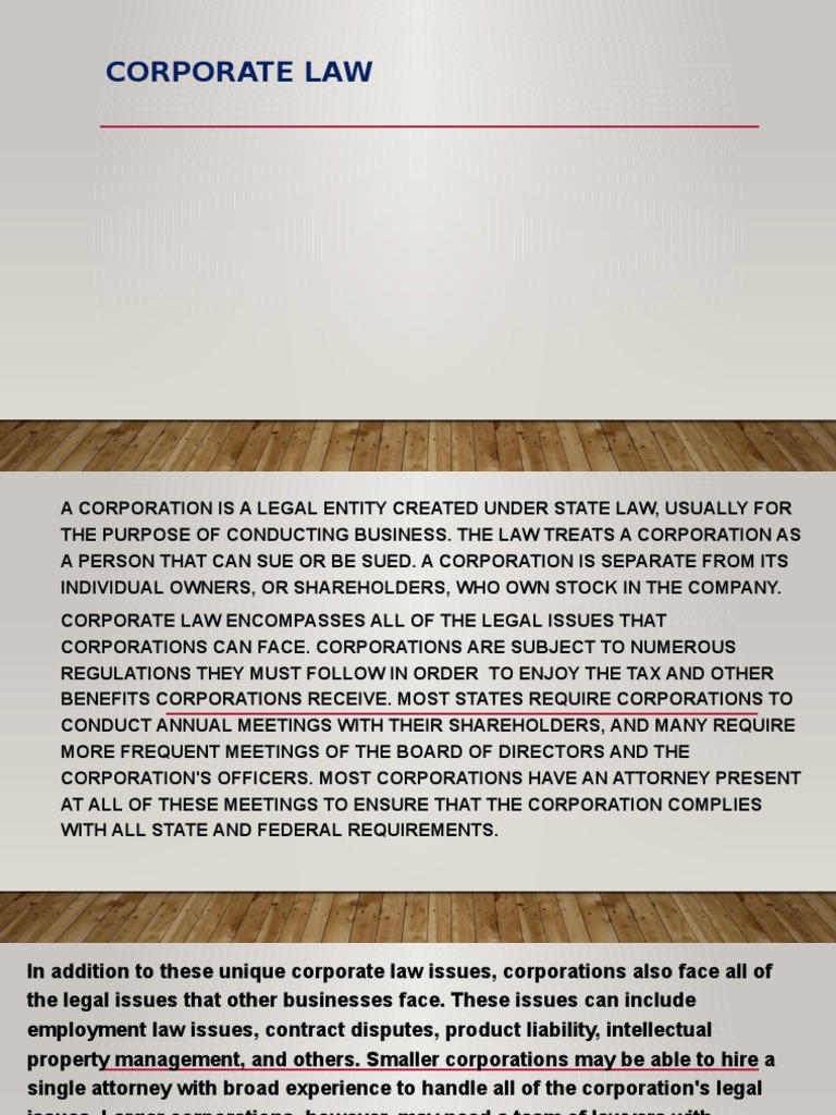 Coporate Law Presentation | PDF | Corporations | Corporate Law