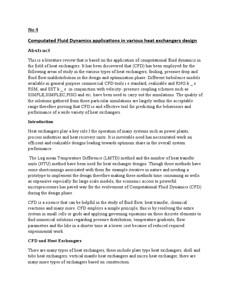 CFD Applications in Various Heat Exchangers Design | PDF | Heat ...