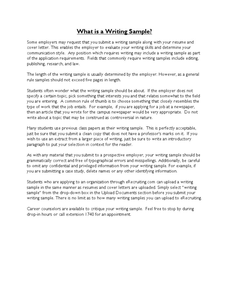 Writing Samples for Job Applications | PDF