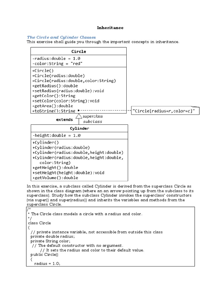 Inheritance Sample Exercise Pdf Inheritance Object Oriented Programming Method Computer 