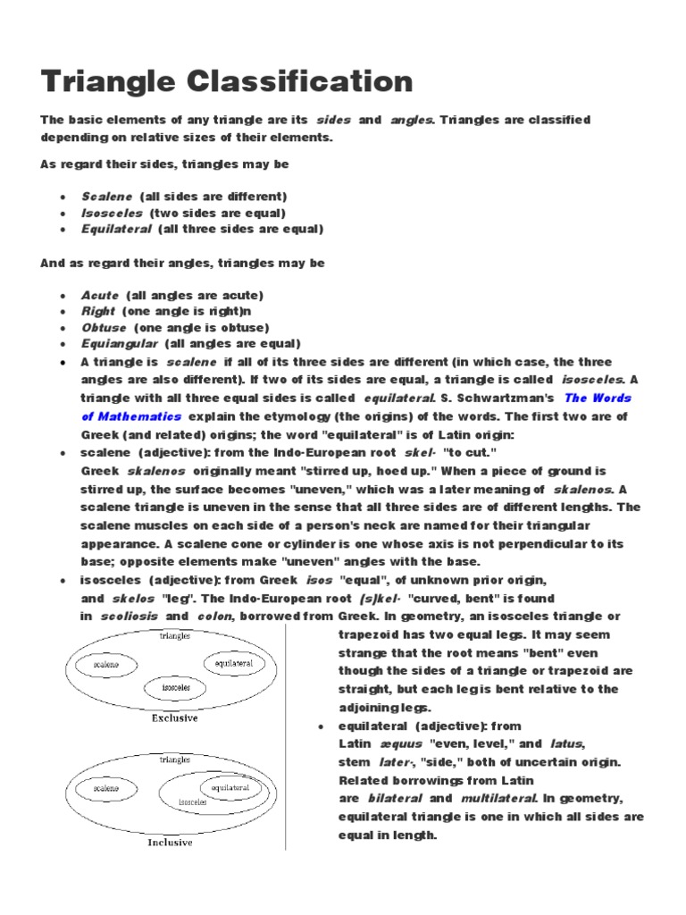 Triangle Classification: Sides Angles | PDF | Triangle | Space