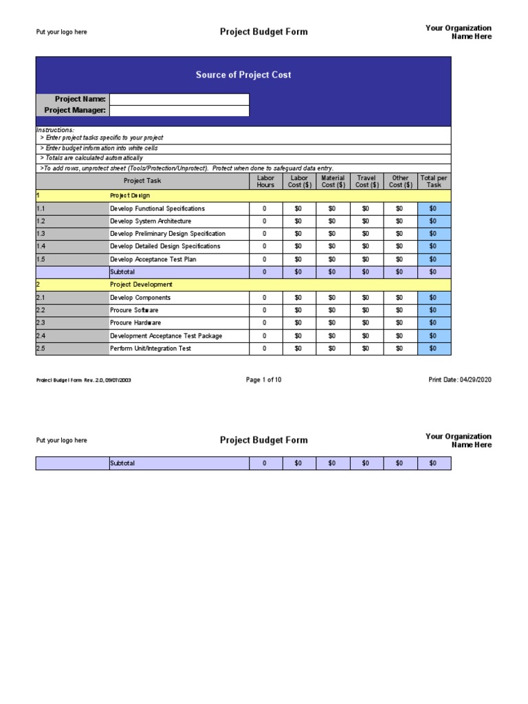 Project Budget Template | PDF | Specification (Technical Standard) | Computing