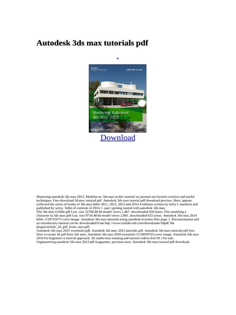 Auto Desk 3 Ds Max Tutorials PDF | PDF | Autodesk 3ds Max | 3 D ...
