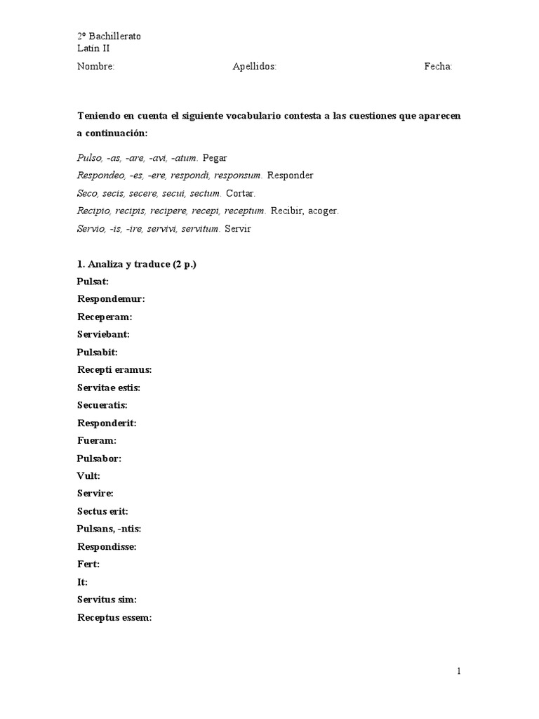 Exámen de Verbos II | PDF