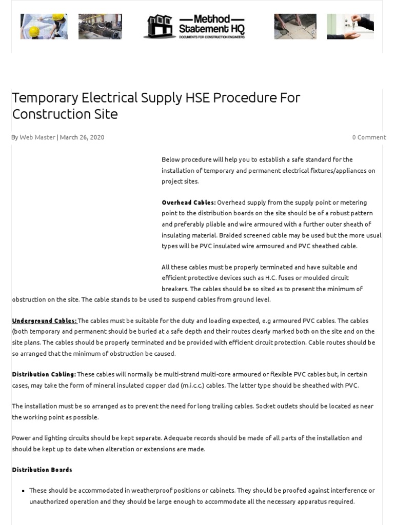 Temporary Electrical Supply Procedures | PDF | Mains Electricity ...