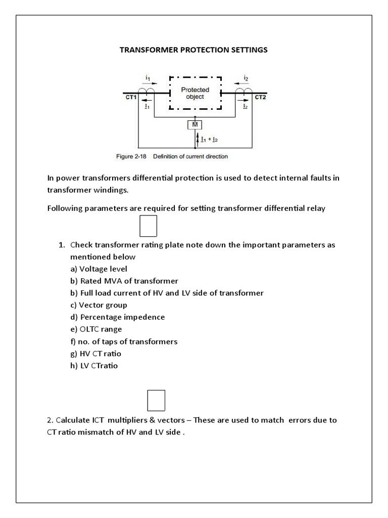 Transformer Differential Protection Settings | PDF | Transformer ...