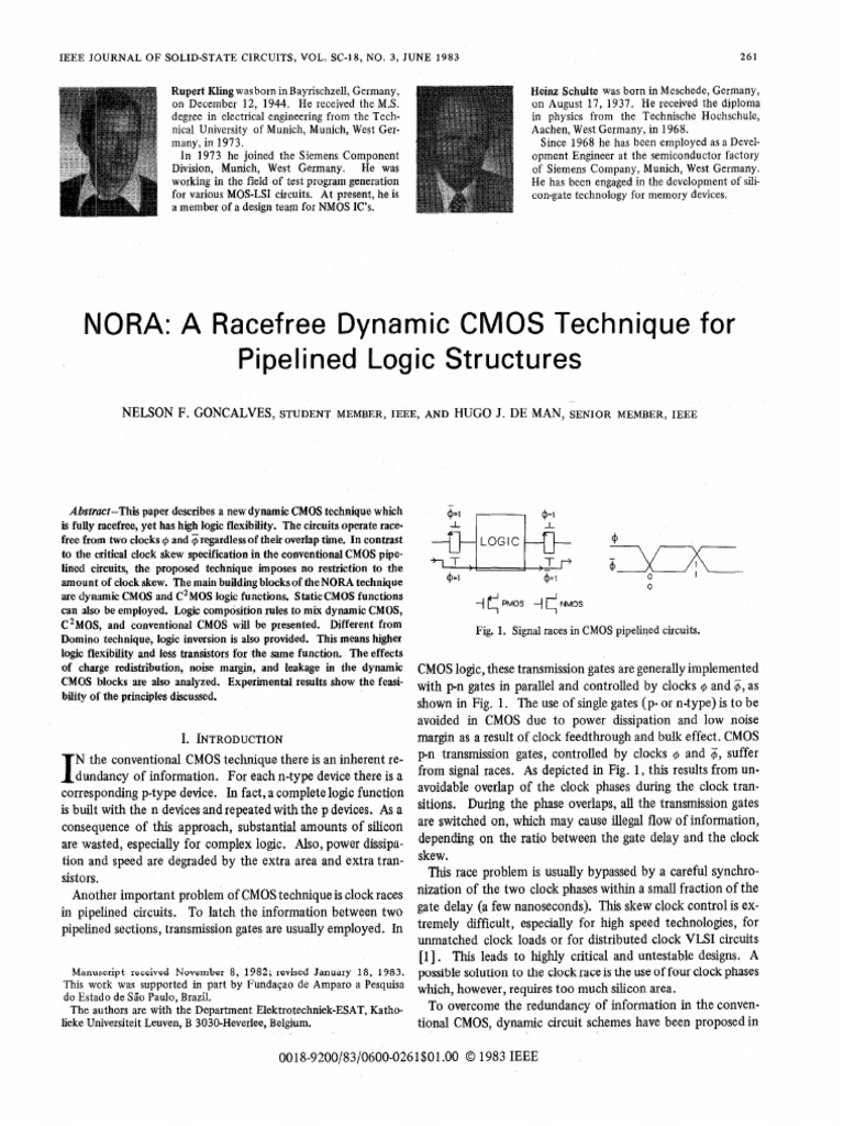 NORA-a Racefree Dynamic CMOS Technique For Pipelined Logic S PDF | PDF ...