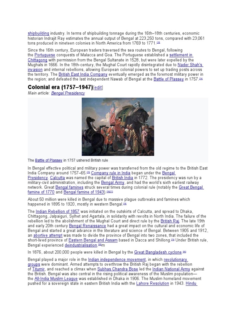 Colonial Era (1757-1947) : Bengal Presidency | PDF | Bengal | Bangladesh