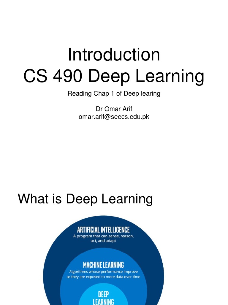 CS 490 Deep Learning: Reading Chap 1 of Deep Learing DR Omar Arif Omar ...