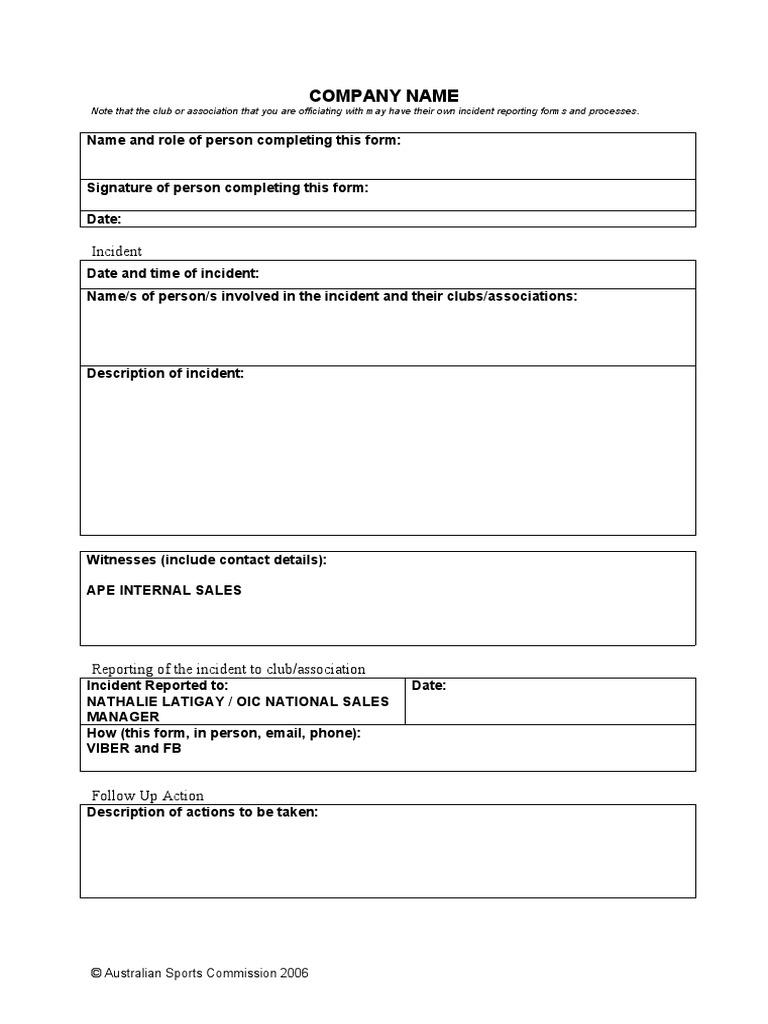 Incident Report Template 1 | PDF