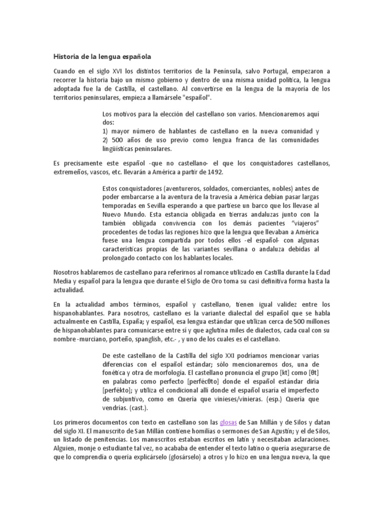 Evolución del español y su historia | PDF | Idiomas | Artes del ...