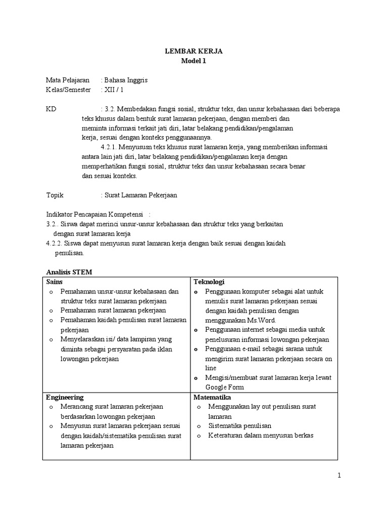 Contoh Analisis STEM - Bahasa Inggris | PDF