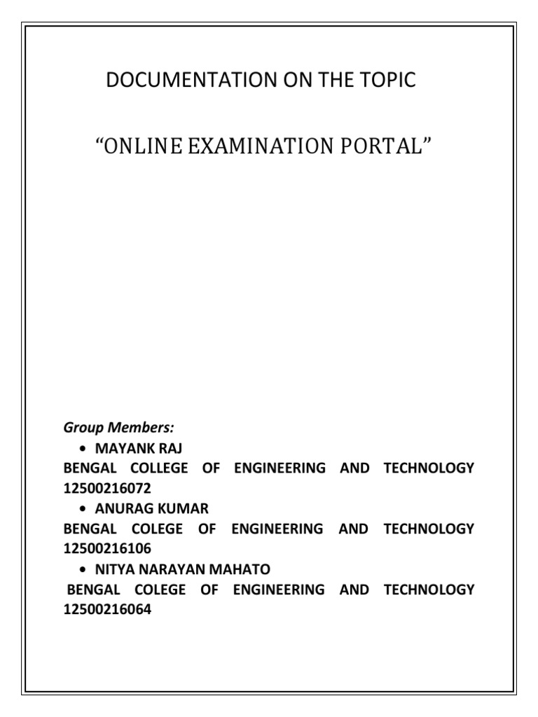 Online Examination Portal | PDF | Java Servlet | Java Server Pages