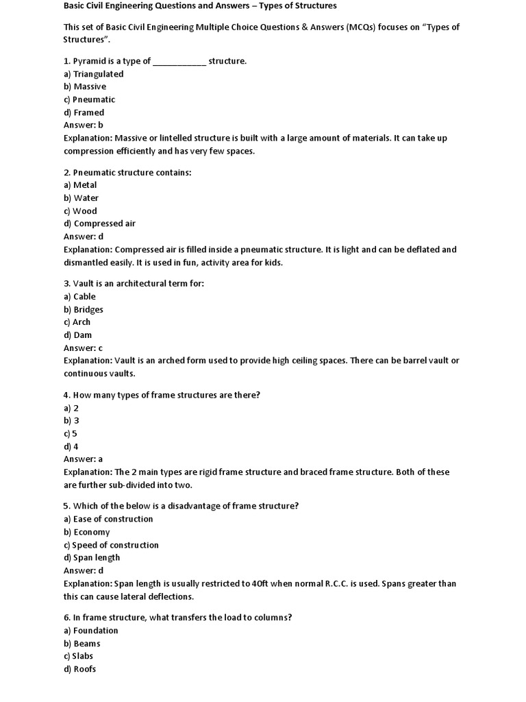 Civil Questions and Answers-Building-Construction PDF | PDF | Truss ...
