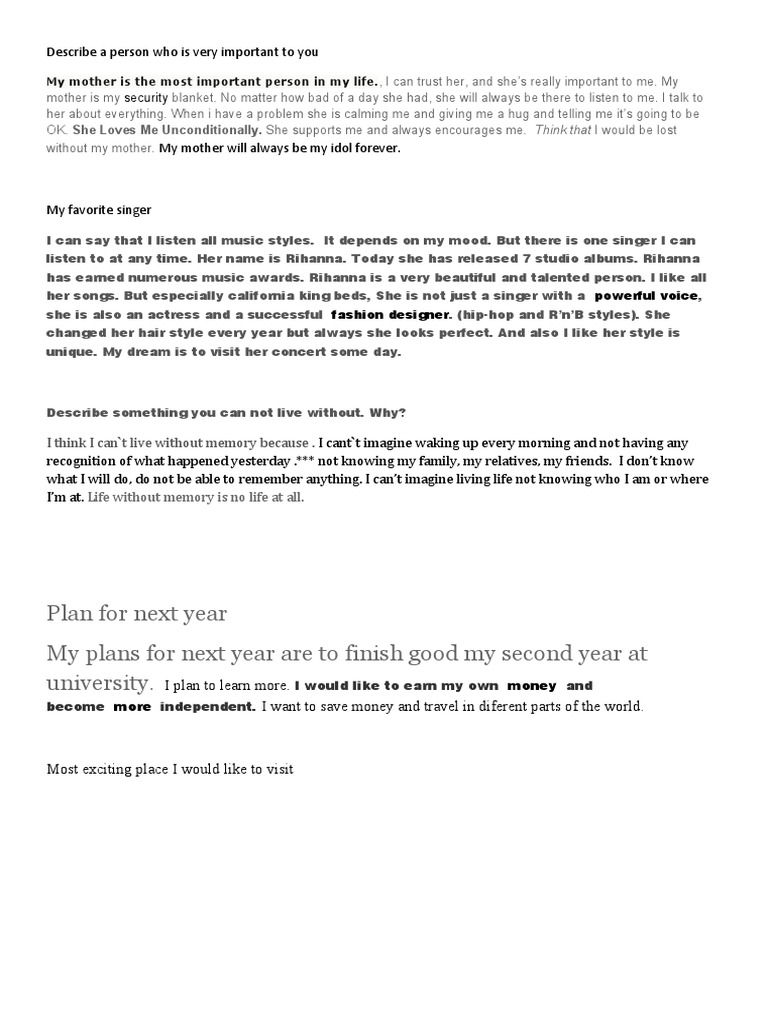 Plan For Next Year My Plans For Next Year Are To Finish Good My Second ...