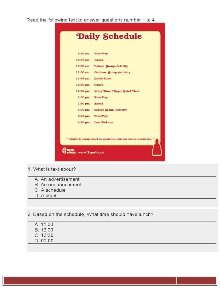 Analysis of Multiple Schedules: Interpreting Daily, Examination, and ...