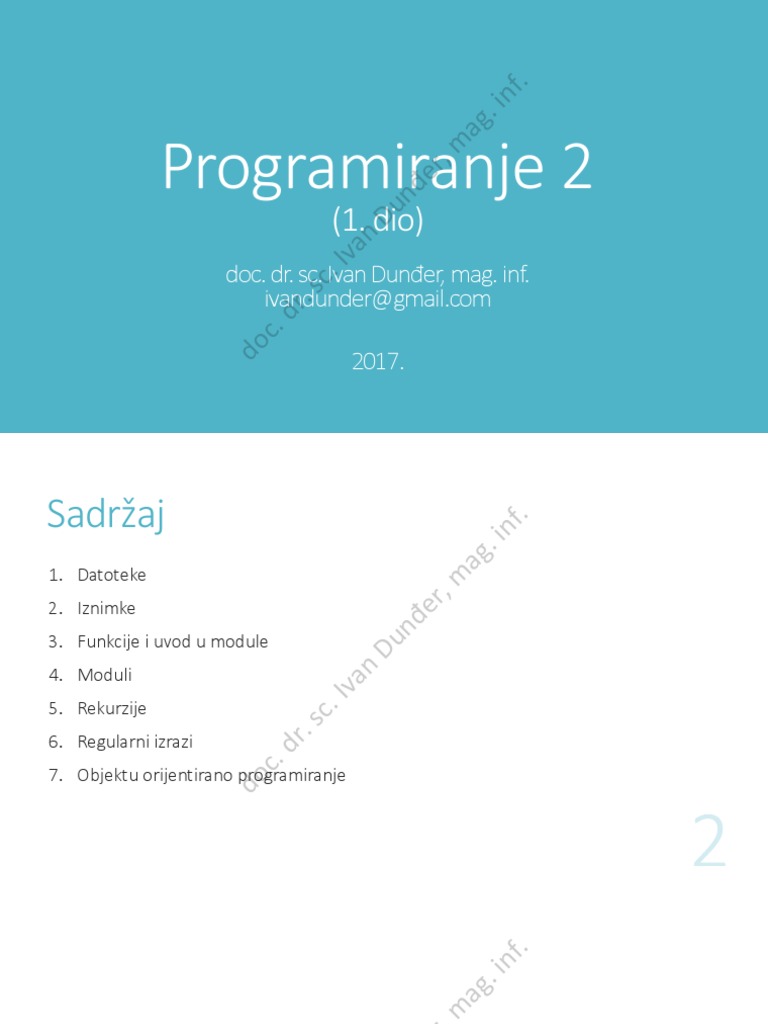 Programiranje 2 PDF | PDF