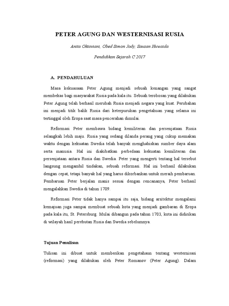 Peter Agung Dan Westernisasi Rusia | PDF