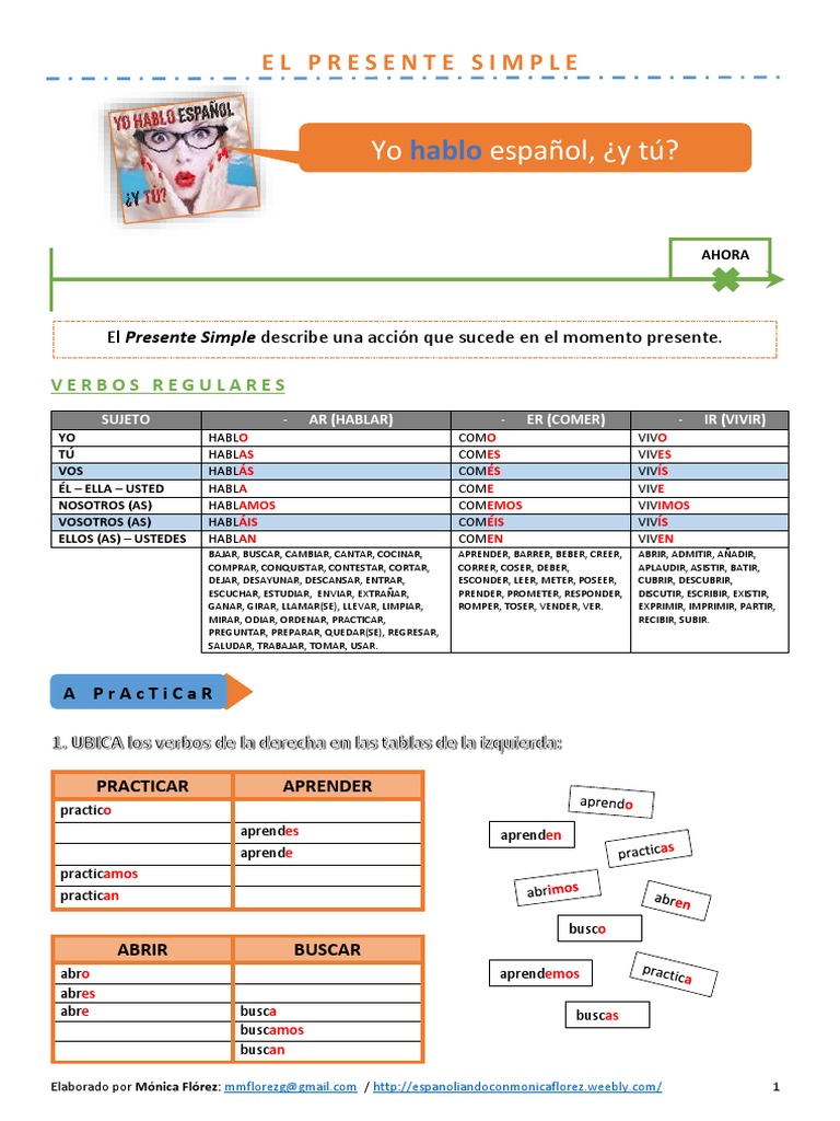 ELE A1 - CLASE 7 Práctica - y - Conjugación - Presente - Simple - Indicativo PDF | PDF | Alimentos