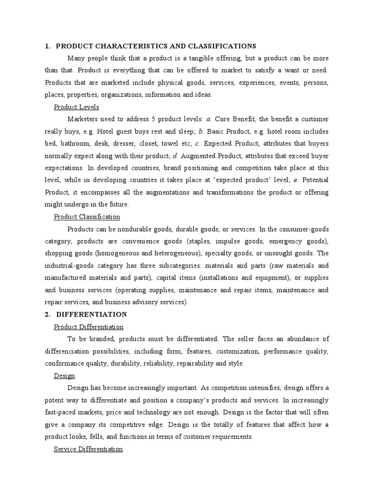 Product Characteristics and Classifications | PDF | Pricing | Brand