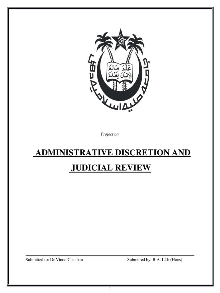 Administrative Discretion and Judicial Review: Project On | PDF ...