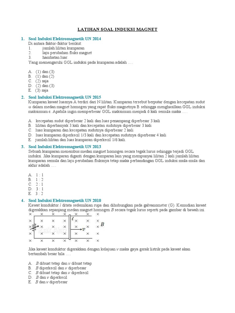 Soal Latihan Induksi Magnet Kelas 12 | PDF | Sains & Matematika