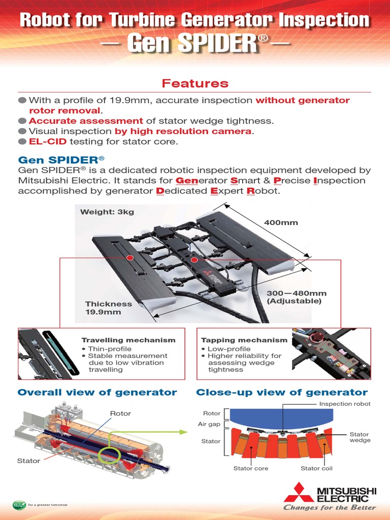 Gen Spider - : Robot For Turbine Generator Inspection | PDF | Electric ...