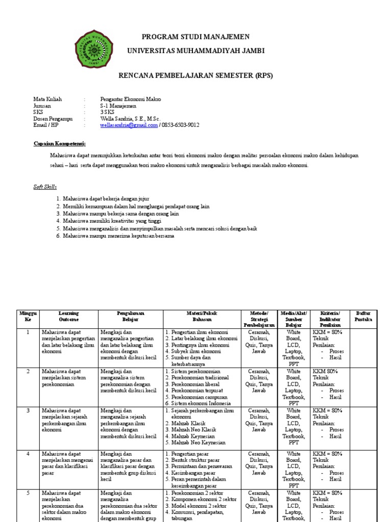 RPS Pengantar Ekonomi Makro | PDF