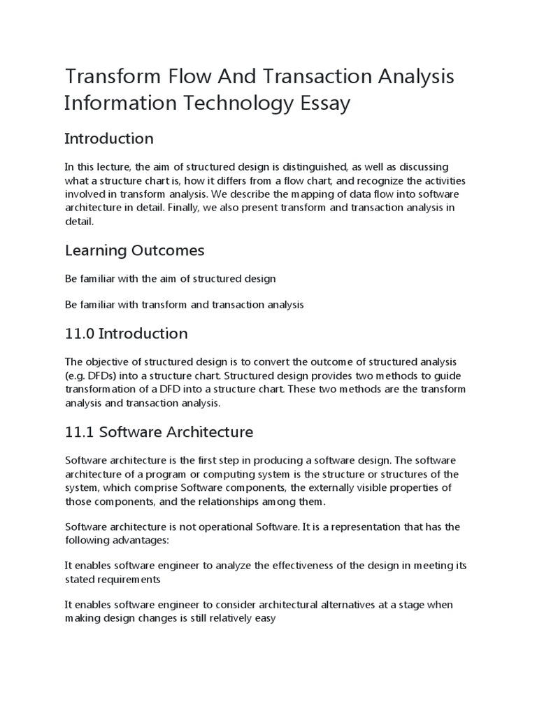 Transform Flow and Transaction Analysis Information Technology Essay ...
