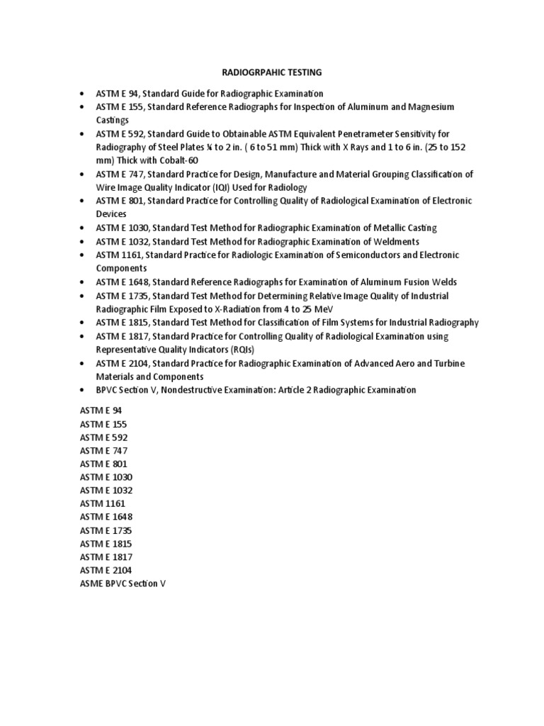 ASTM For Radiographic Testing | PDF