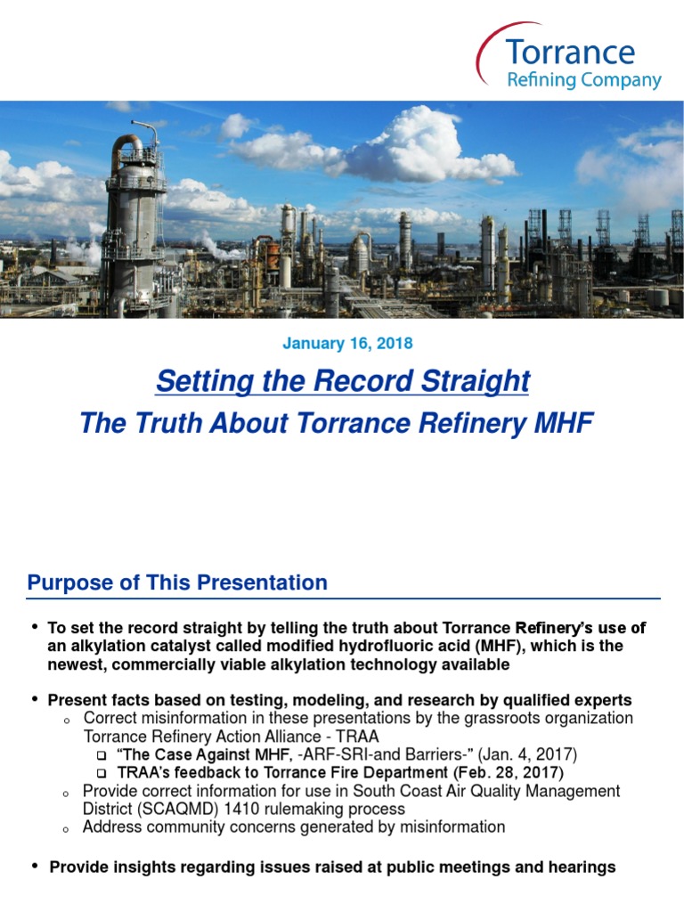 Setting The Record Straight: The Truth About Torrance Refinery MHF ...