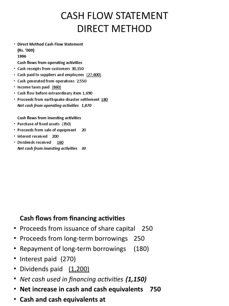 Cash Flow Direct Method | PDF | Debt | Income Tax In The United States