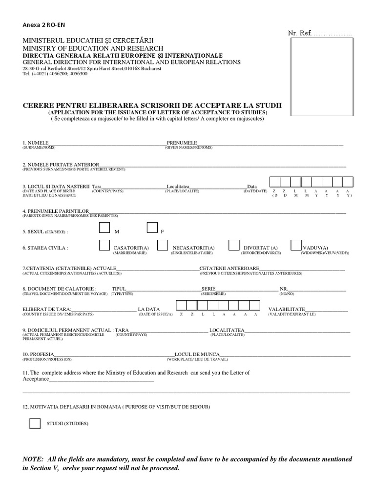 Appendix 2 Formular Mec 2020-2021 en PDF | PDF | Romania | University ...