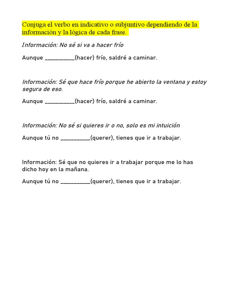 Aunque + Indicativo o Subjuntivo PDF | PDF